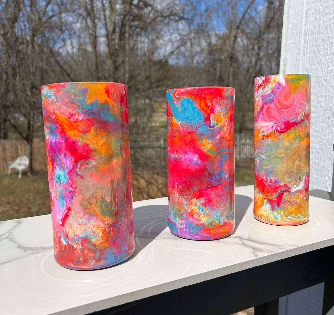 Handmade Colorful Glassware: Custom Swirl Drinkware | Pink, Orange ...
