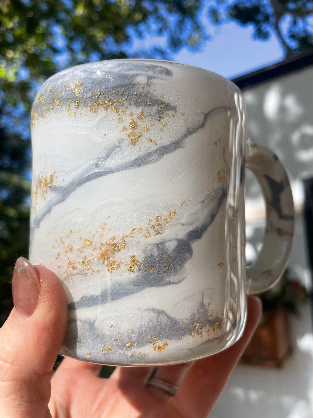 Gold Leaf Resin Art Coffee Mug: Geode Inspired Glassware - Etsy