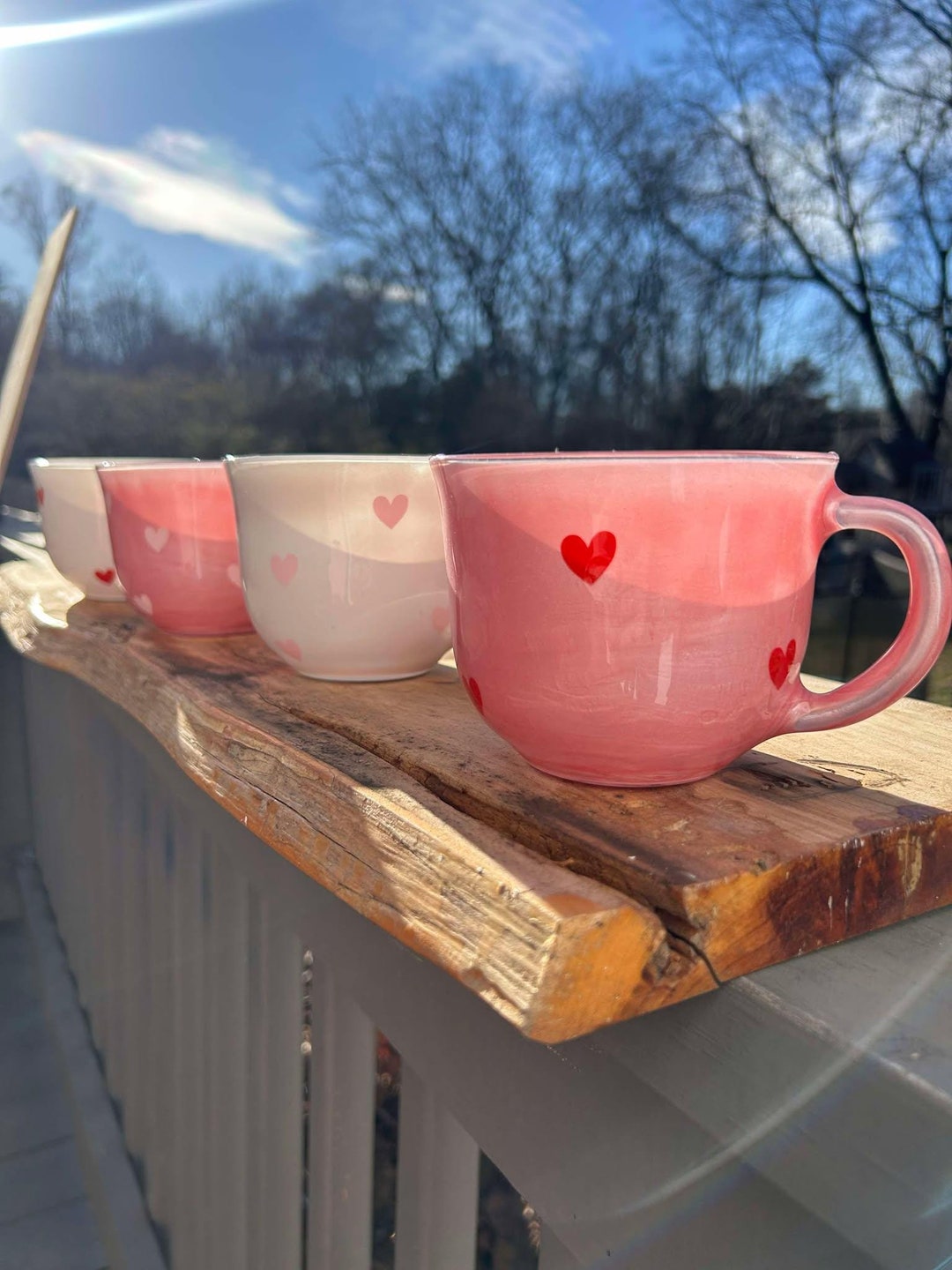 Heart Glassware, Mug With Hearts, Handmade Coffee Mug, Glass Mug With ...