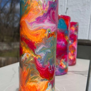 Handmade Colorful Glassware: Custom Swirl Drinkware | Pink, Orange ...