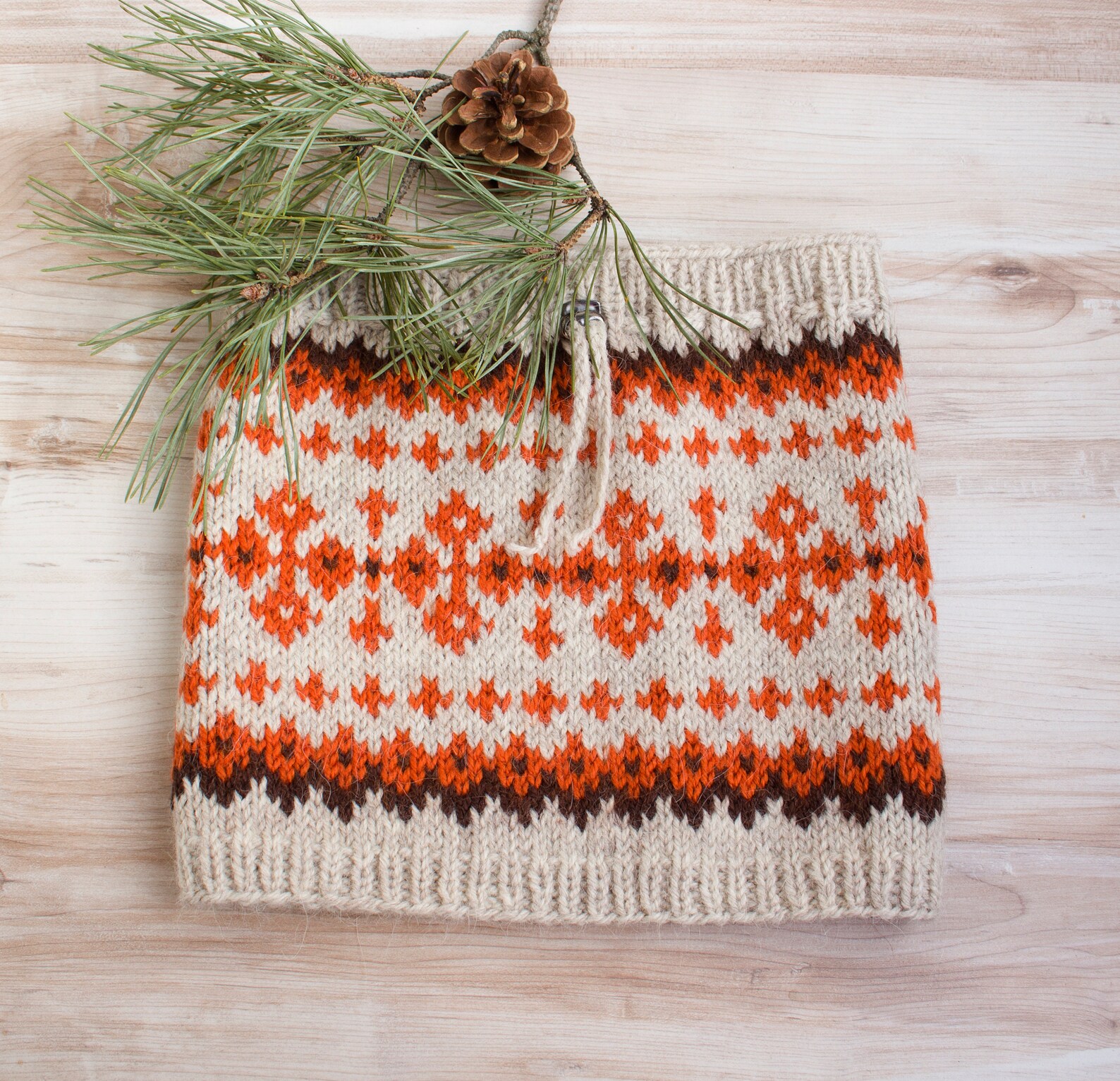 KNITTING PATTERN PDF Fair Isle Cowl Pattern Ponytail Hat | Etsy