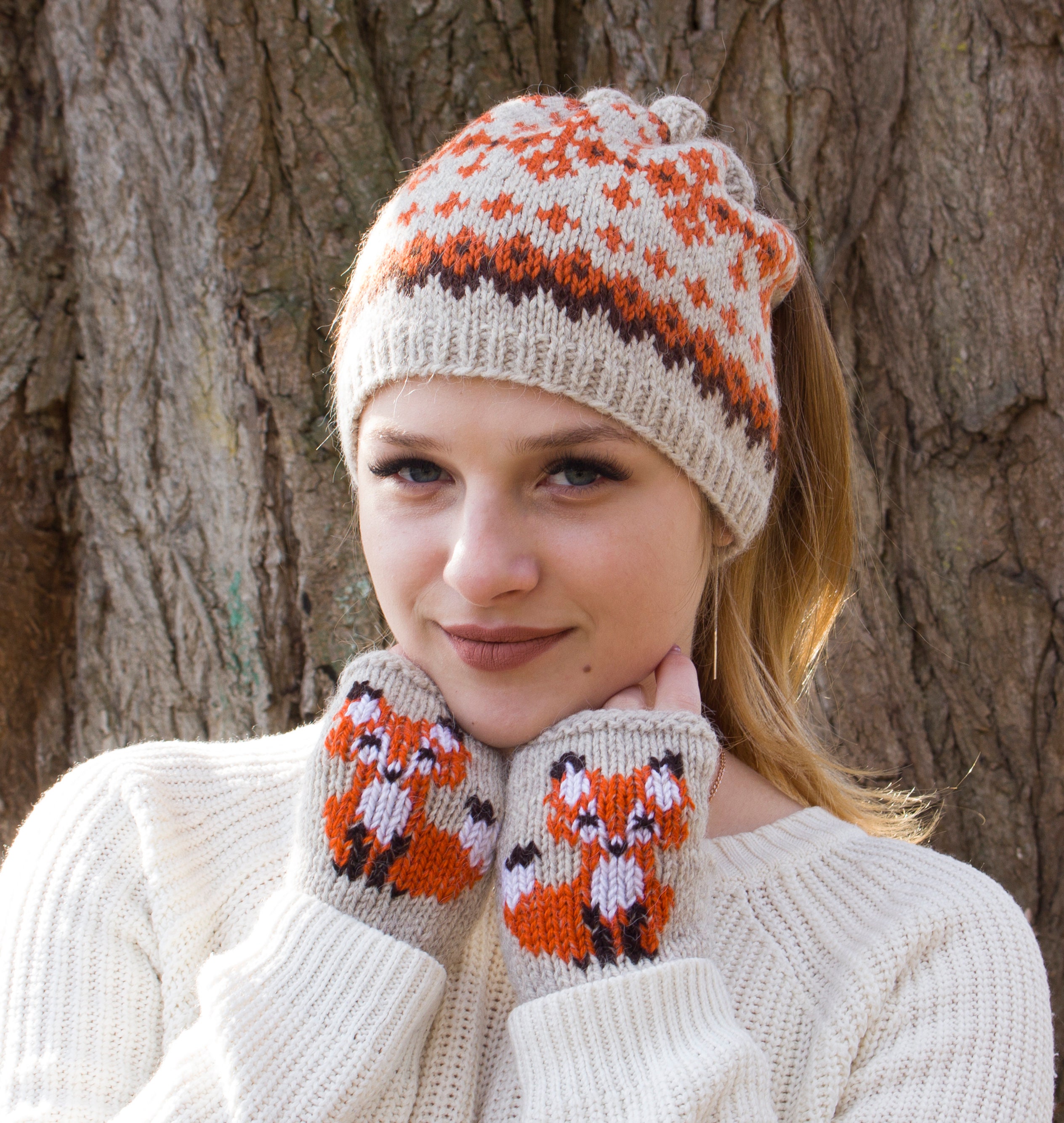 KNITTING PATTERN PDF Fair Isle Cowl Pattern Ponytail Hat | Etsy