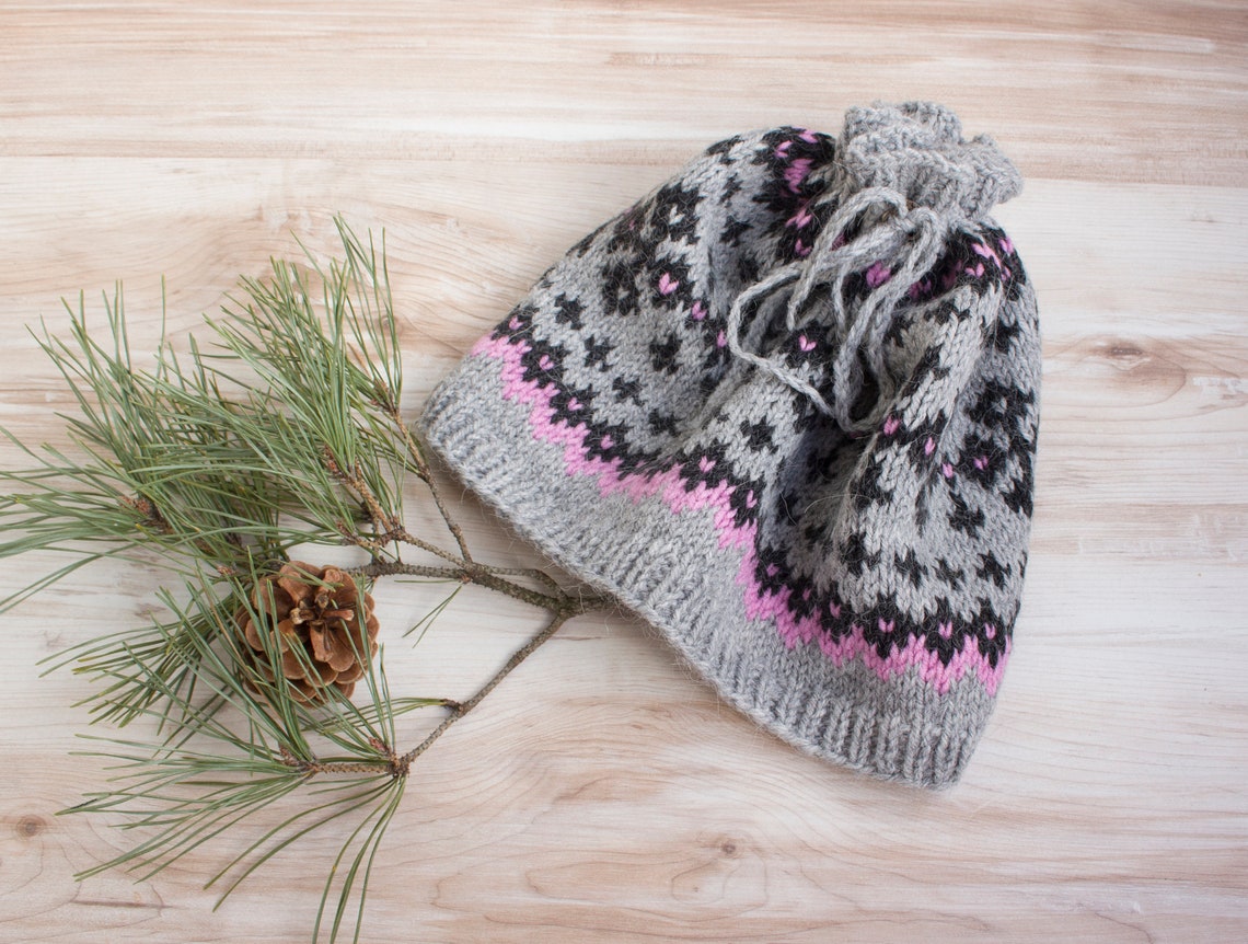 KNITTING PATTERN PDF Fair Isle Cowl Pattern Ponytail Hat | Etsy