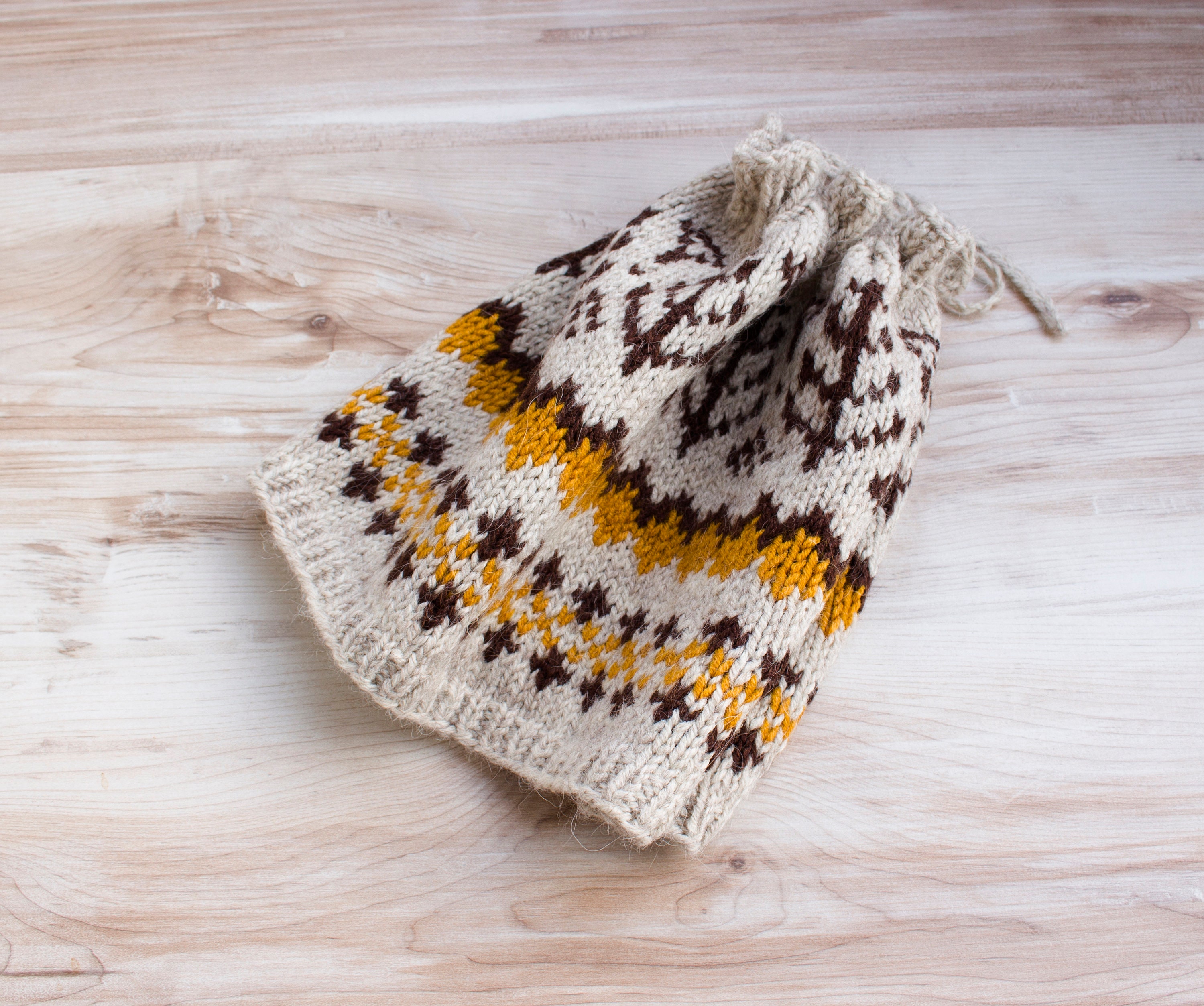 KNITTING PATTERN PDF Fair Isle Cowl Pattern Ponytail Hat - Etsy