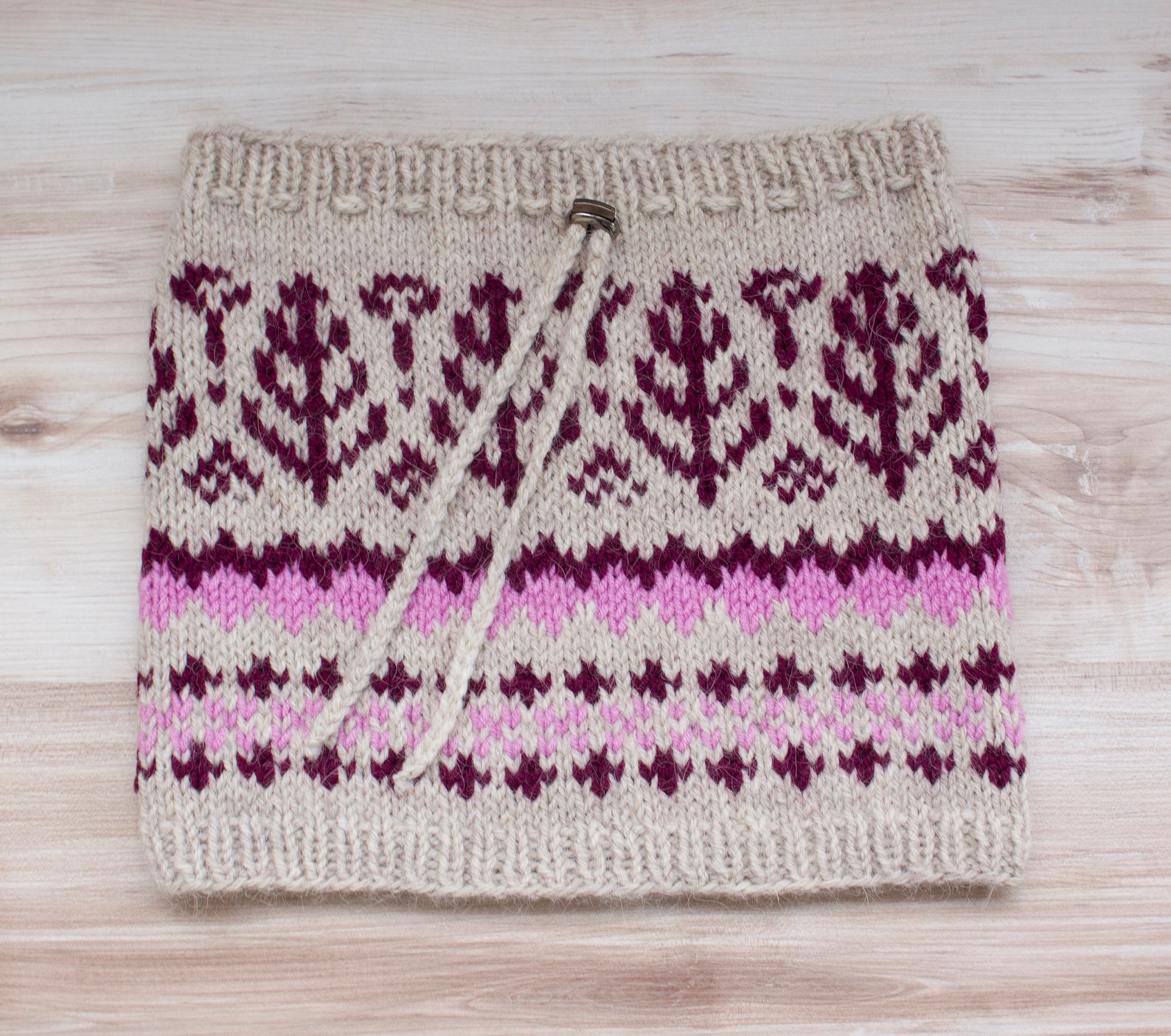 KNITTING PATTERN PDF Fair Isle Cowl Pattern Ponytail Hat - Etsy