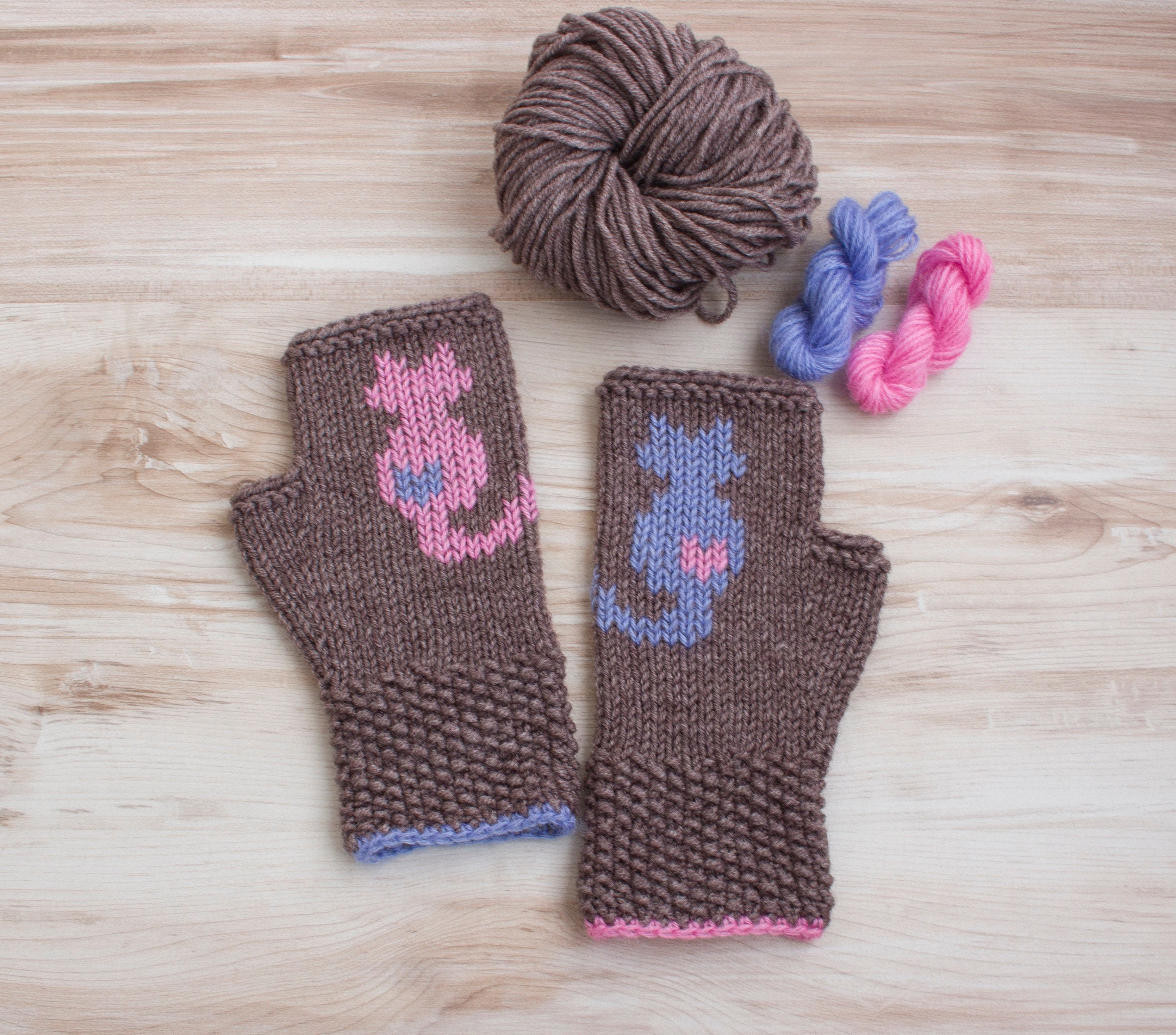 Kitty Cat Fingerless Gloves Pattern Animals Wrist Warmers - Etsy