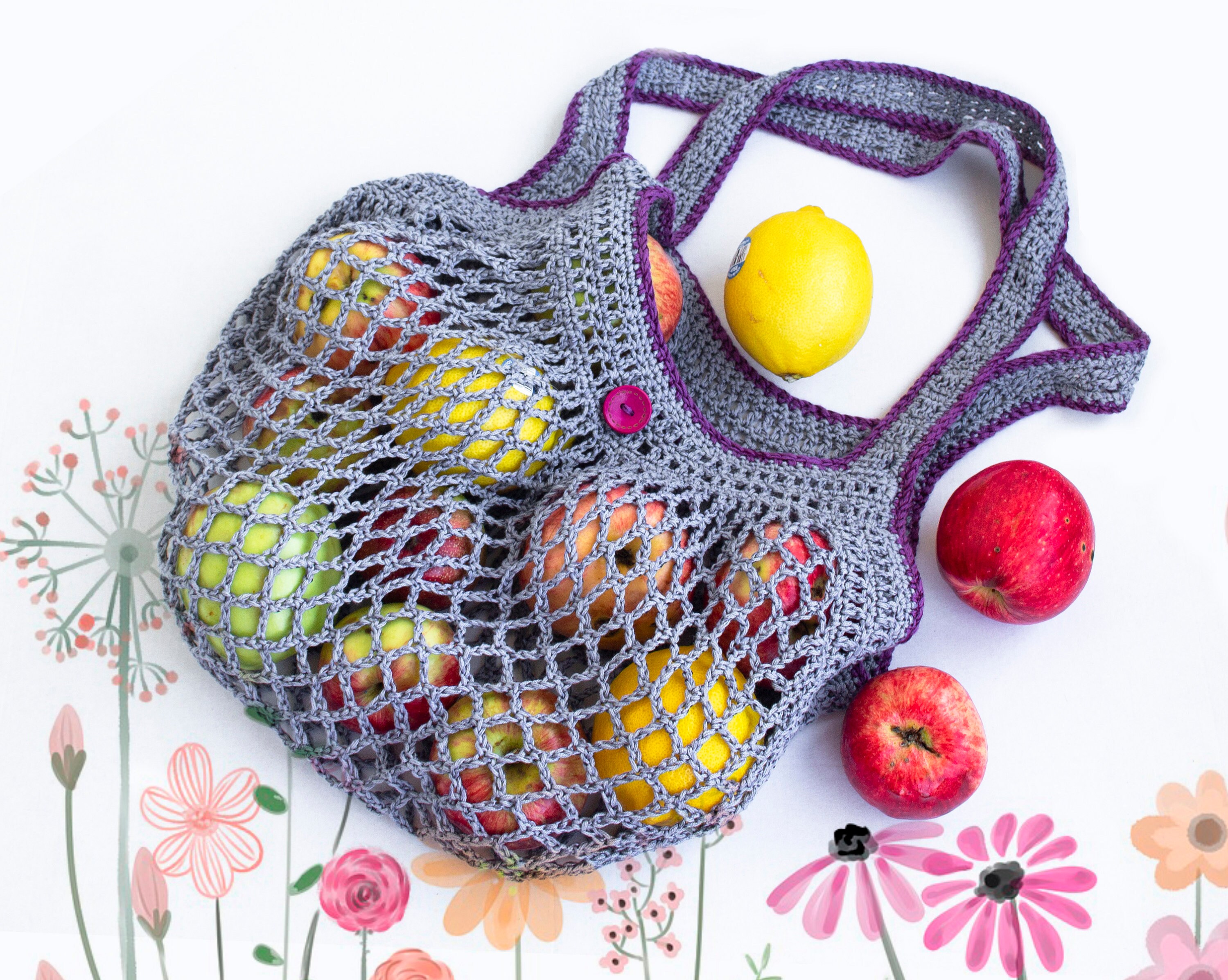 Crochet eco friendly net bag PATTERN Foldable mesh tote bag | Etsy