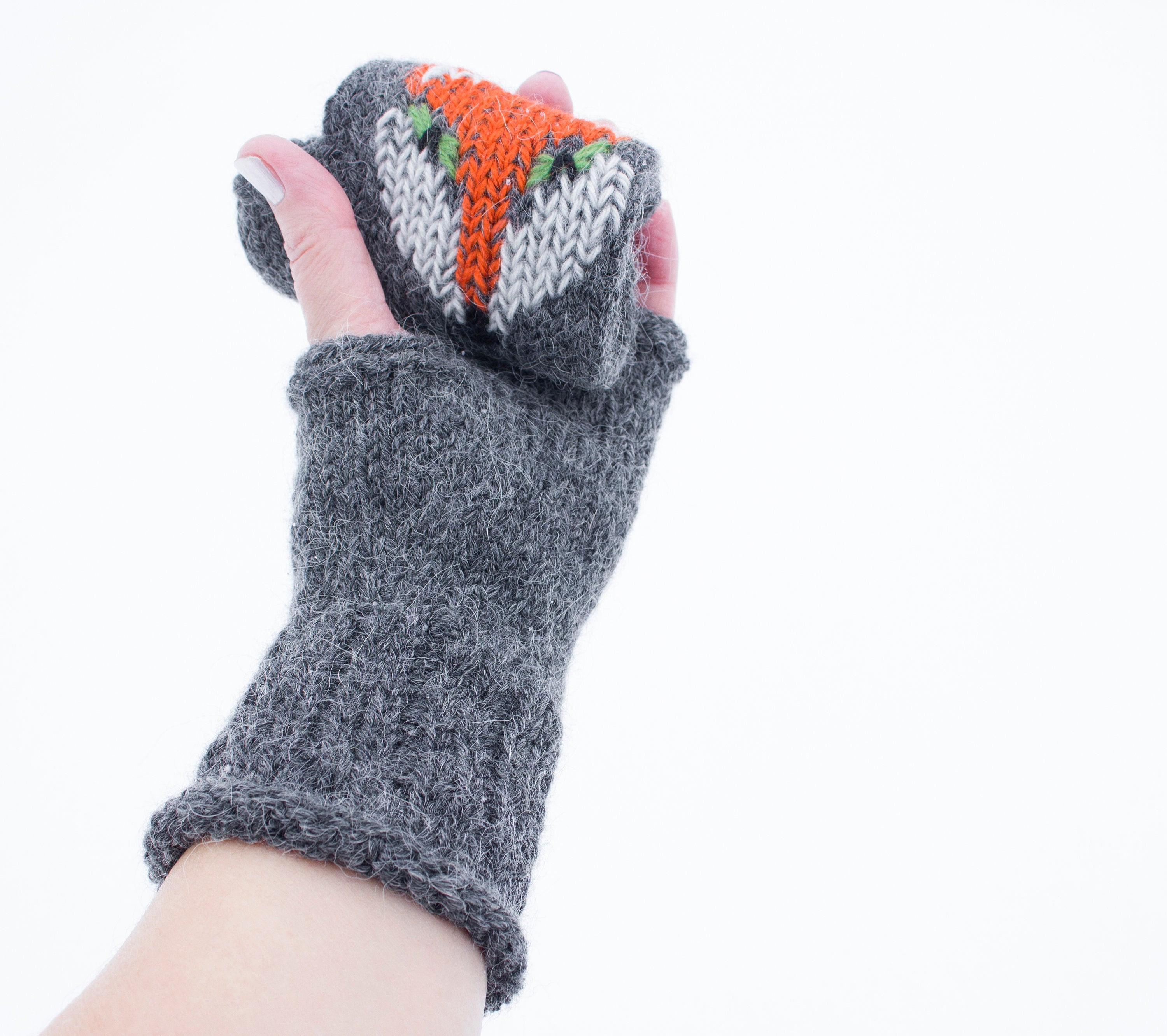 Fox Fingerless Gloves Women's / Men's Hand Knit Fox - Etsy