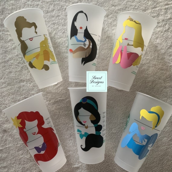 Belle Cinderella Tiana Aurora Disney Princess Starbucks Tumbler Ariel ...