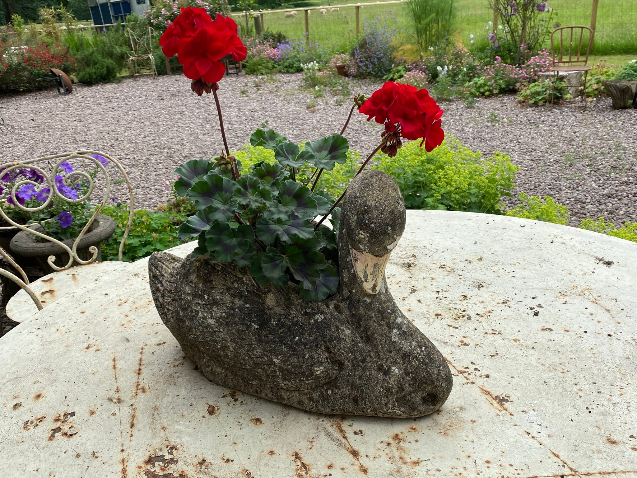 Large Decorative Vintage Stone Swan Planter Garden Ornament | Etsy