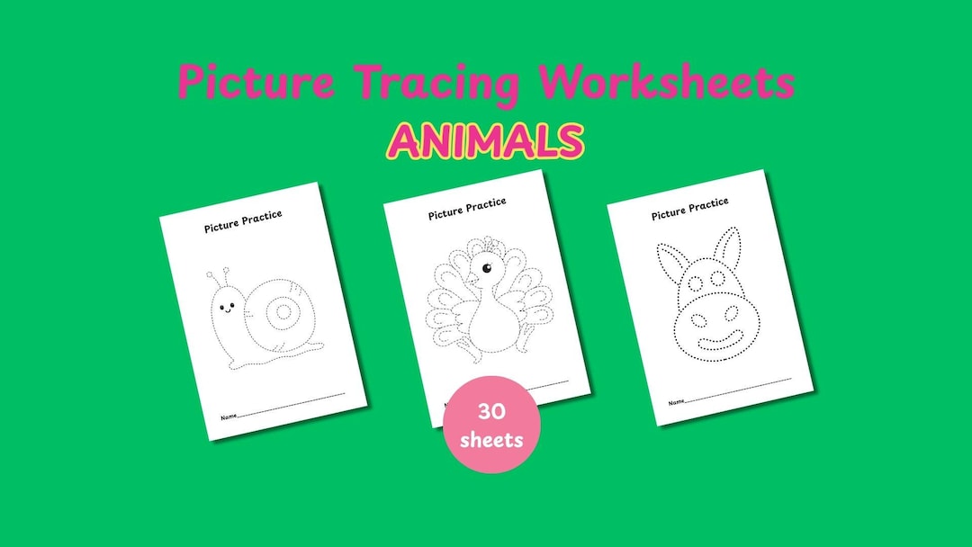 Animal Tracing Worksheets | 24 Printable Pages | Digital Download - Etsy