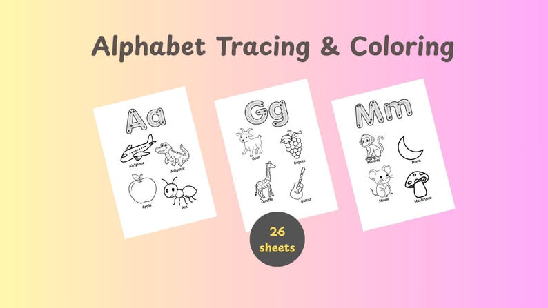 Alphabet Tracing & Coloring Worksheets | 26 Printable Pages | Digital ...