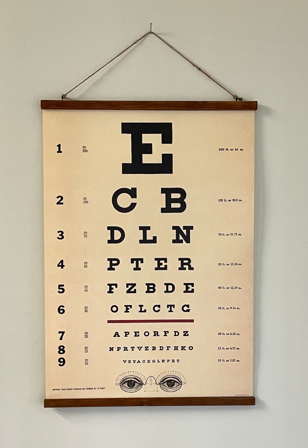 Vintage Eye Chart Poster: Cavallini Decorative Paper With Wood ...