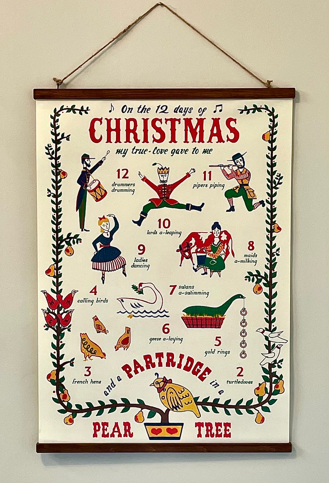 Vintage Style Cavallini & Co Decorative Paper Poster Twelve Days of ...