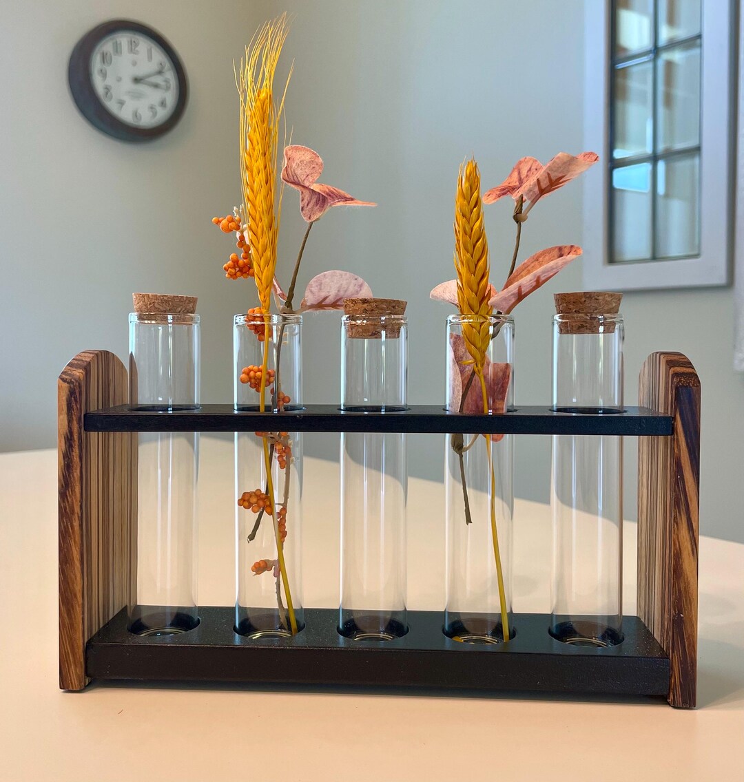 Test Tube Rack Handcrafted zebra Wood and Glass Test Tubes and Corks - Etsy