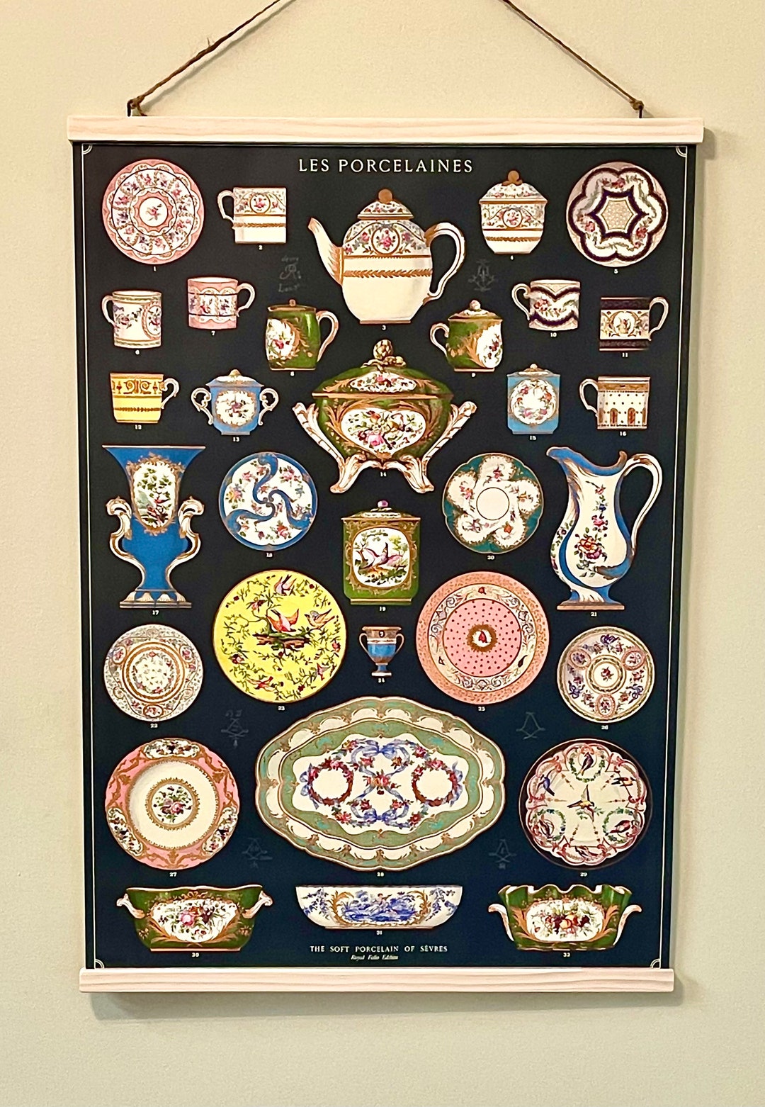 Vintage Style Decorative Paper Poster of Les Porcelaines With ...