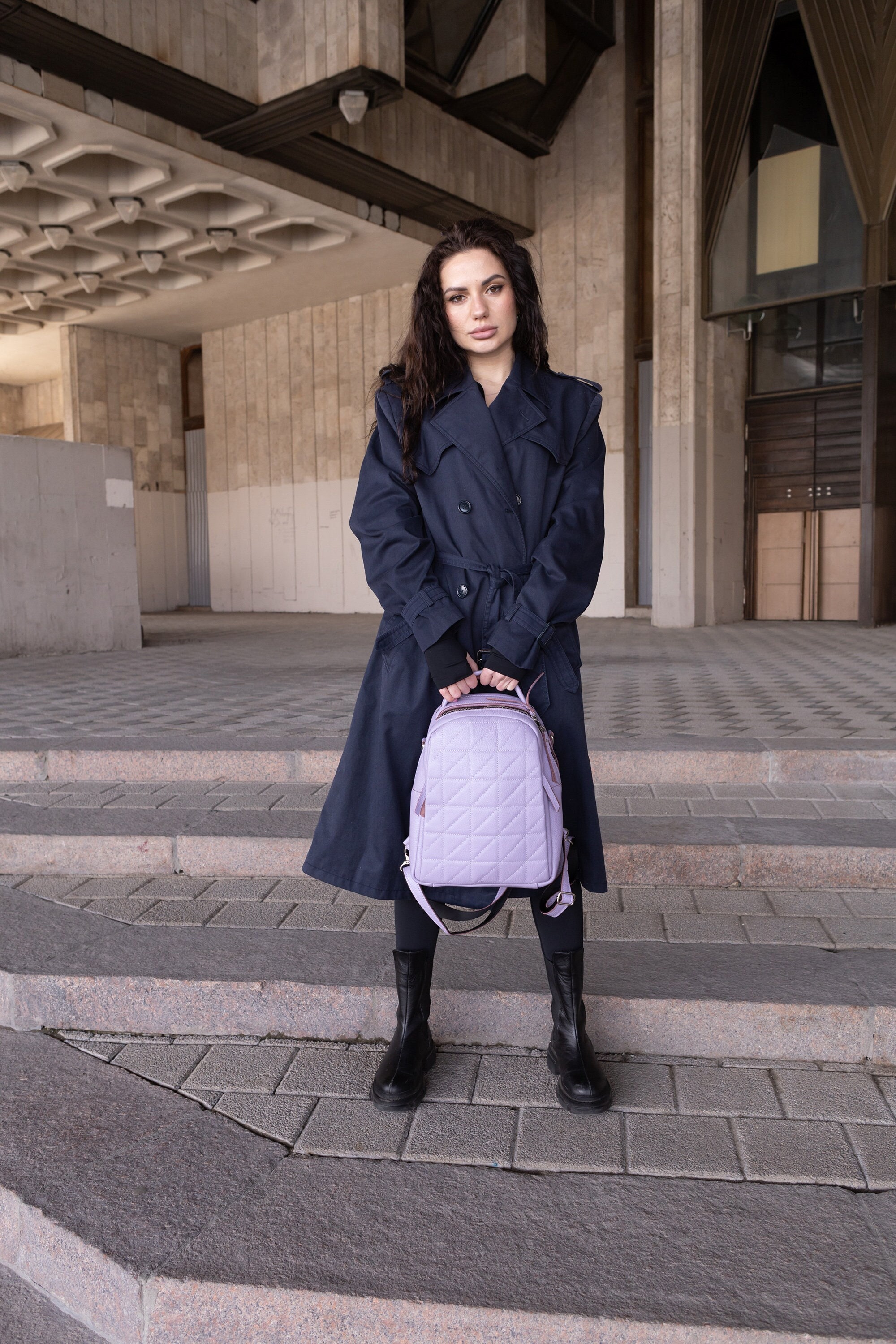 Lavender Leather Backpack, Purple Bag, Women's Mini Backpack, College ...