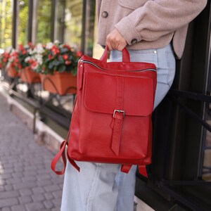 Red Leather Backpack for Women, Leather Backpack, Travel Backpack ...
