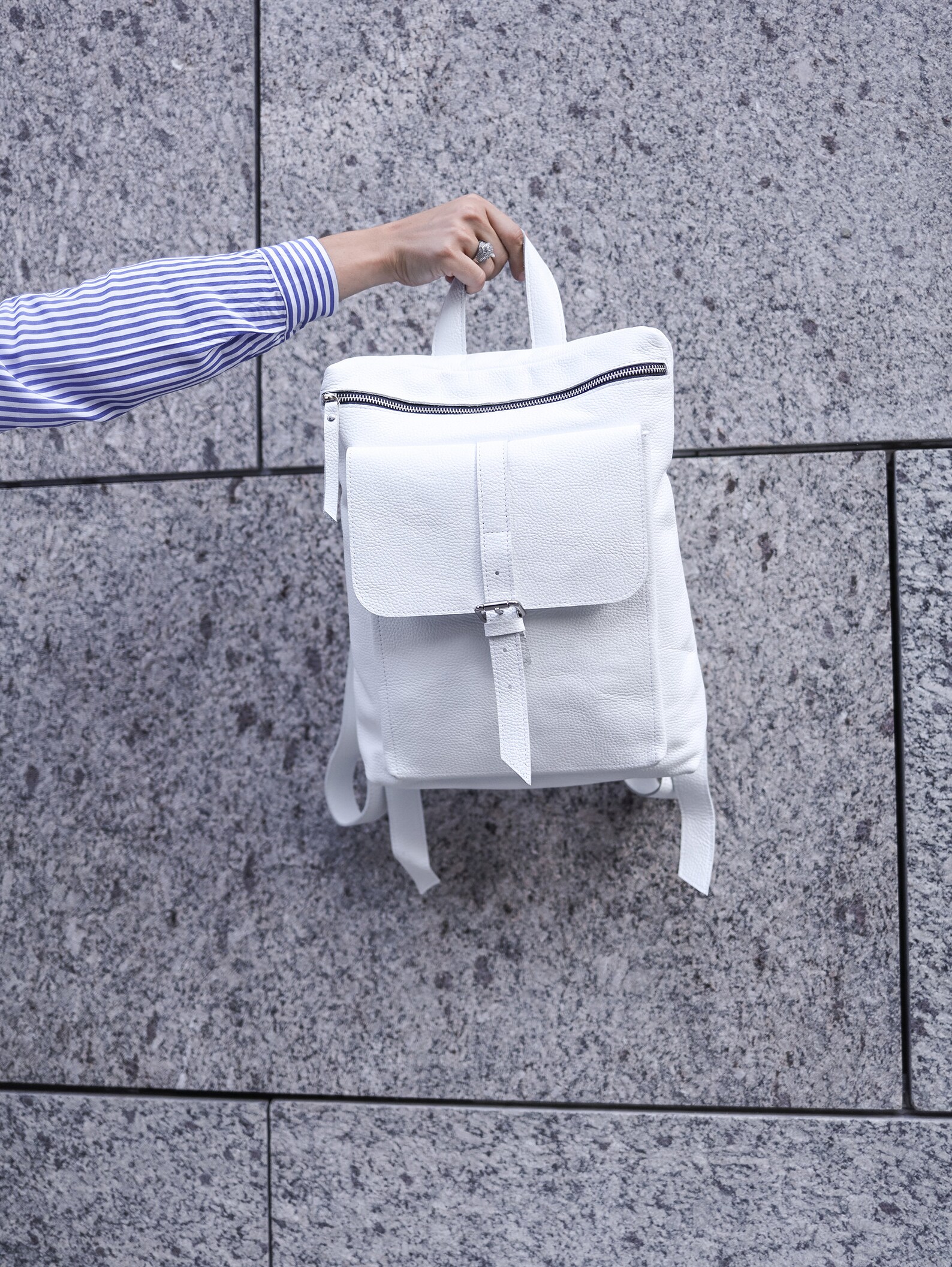 White Backpack, Gift for Her, Minimalist Backpack, Leather Backpack ...