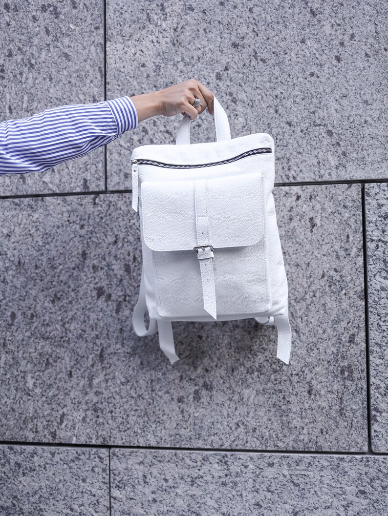 White Backpack, Gift for Her, Minimalist Backpack, Leather Backpack ...