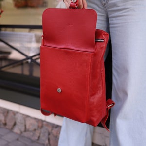 Red Leather Backpack for Women, Leather Backpack, Travel Backpack ...