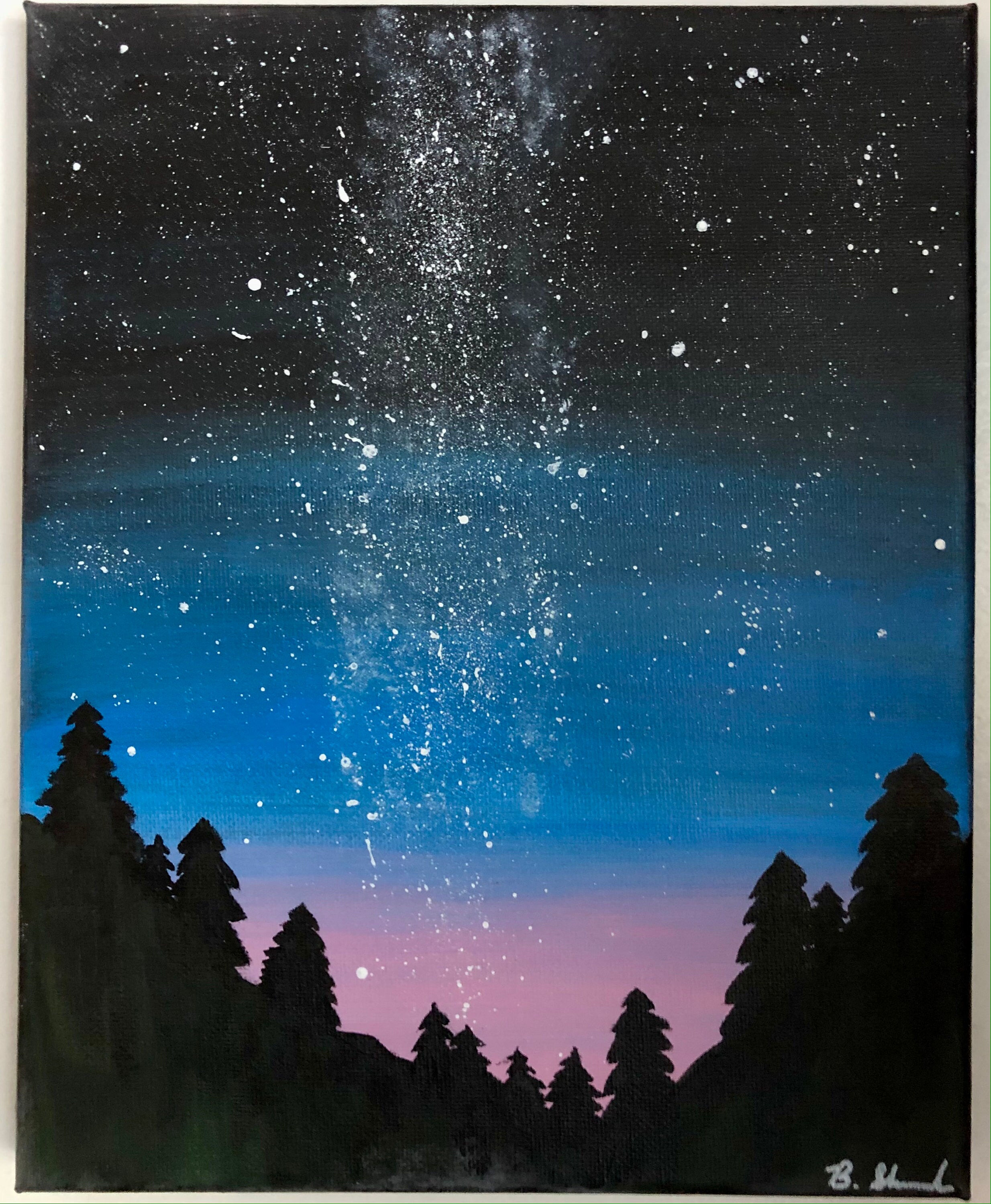 Midnight Walk A Pretty Acrylic Painting of a Night Sky | Etsy