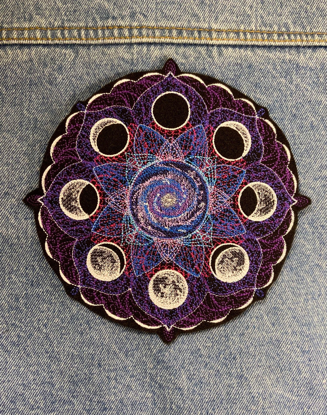 Galaxy and Moon Phases Colorful Mandala Iron on Patch Large - Etsy