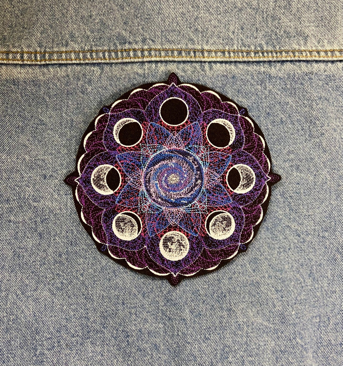 Galaxy and Moon Phases Colorful Mandala Iron on Patch Large - Etsy