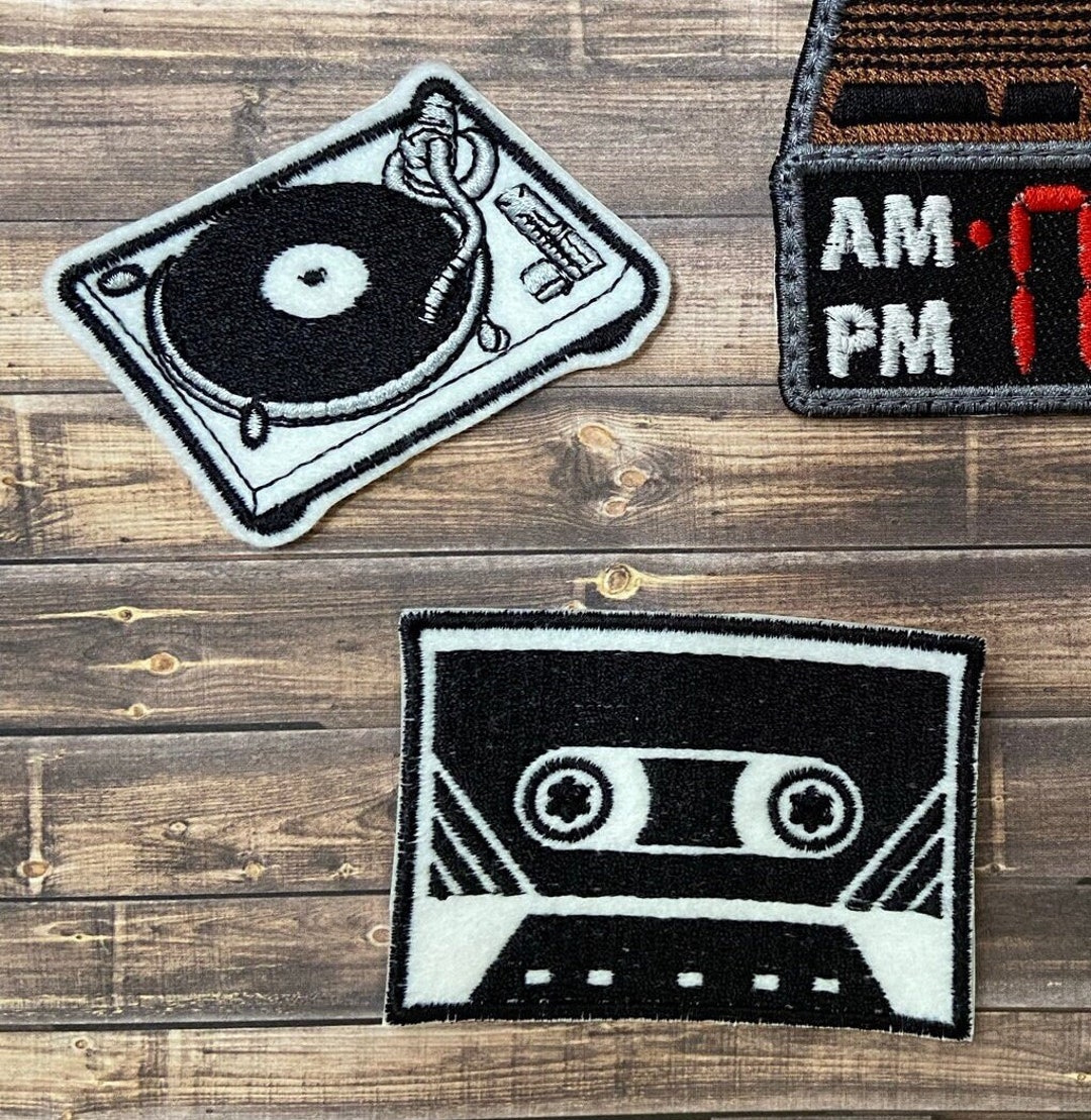 Retro Devices | Record Player, Cassette Tape Iron on Patch | Large 9 ...