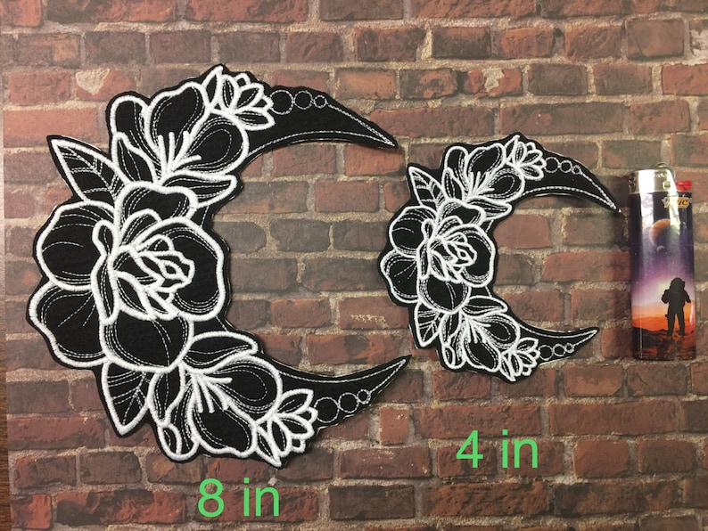 Floral Moon Iron on Patch Large or Small - Etsy