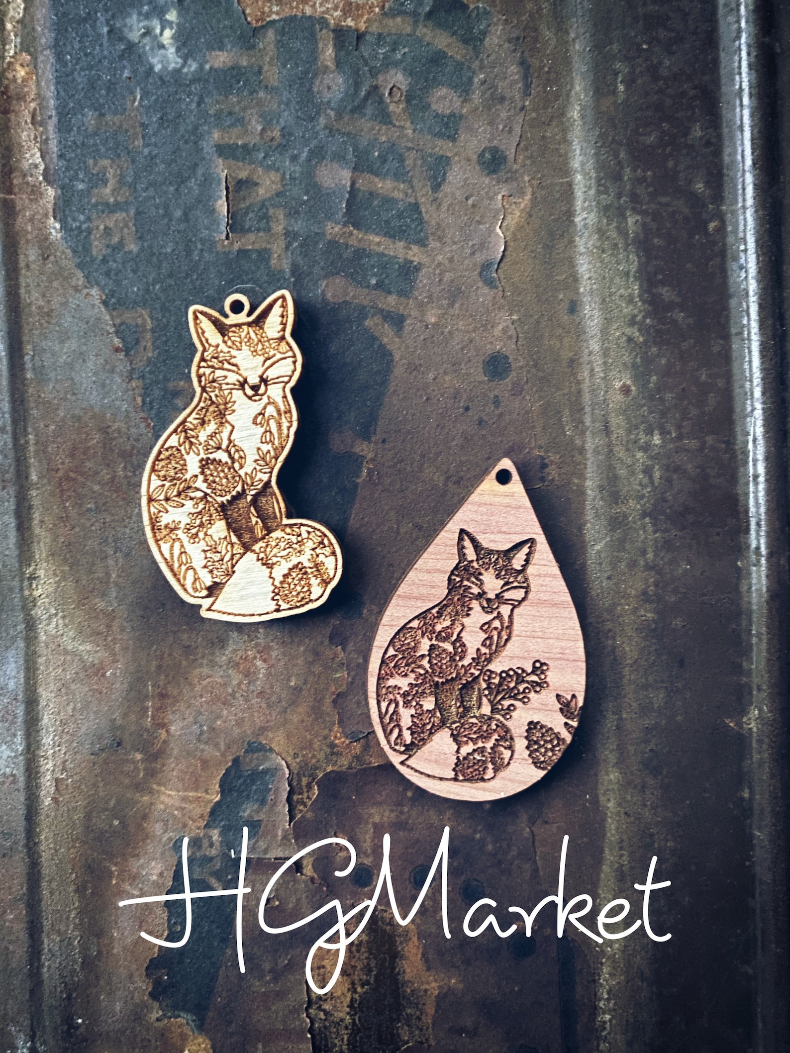 Fox Pattern Wood Earrings SVG Laser Glowforge File Bundle of Four ...
