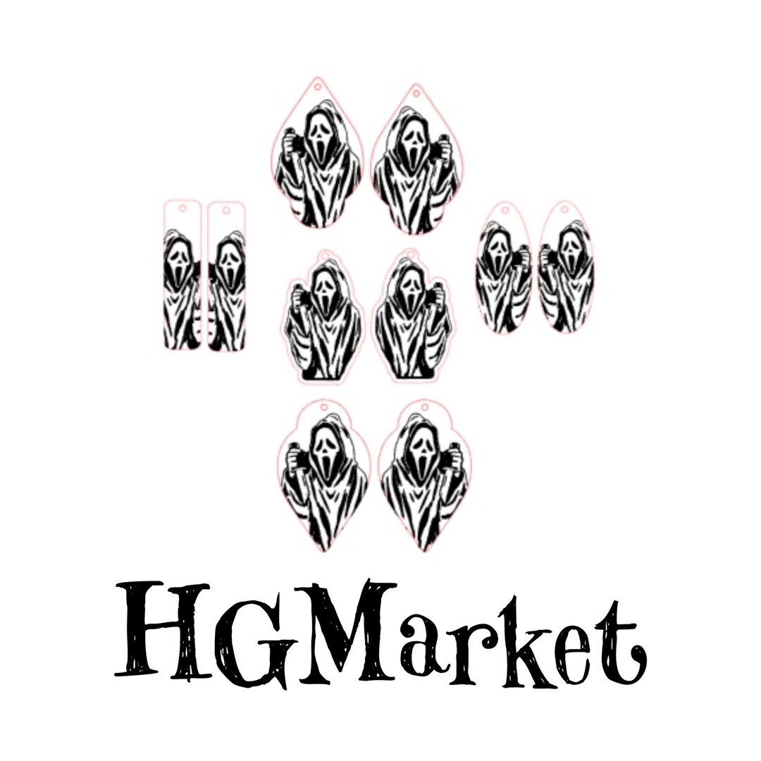 Scream Halloween Earrings SVG Laser File - Etsy