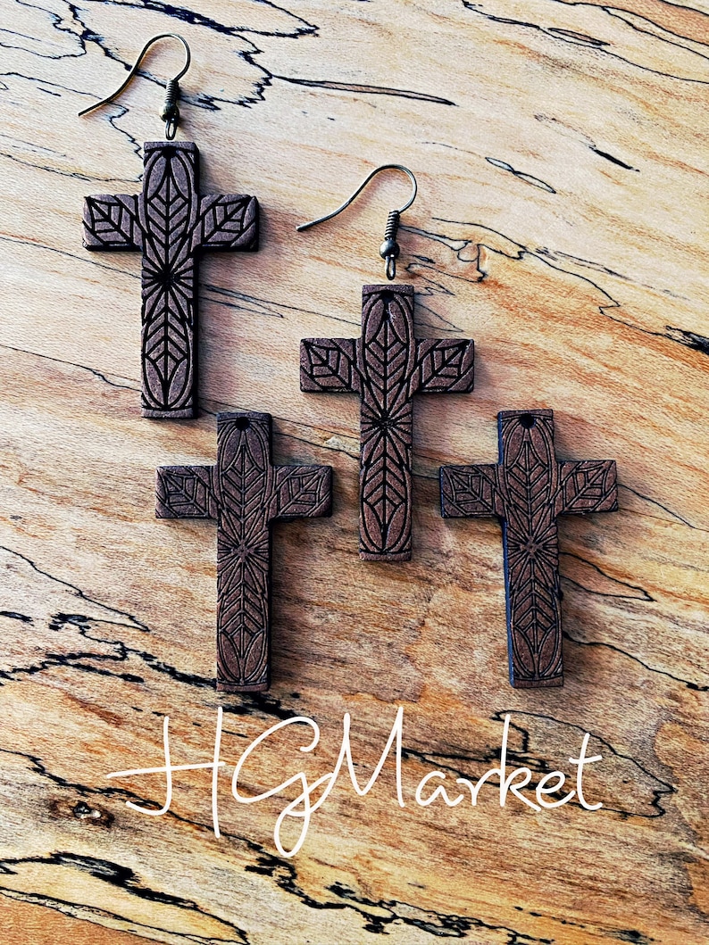 Cross Earring SVG File Laser - Etsy