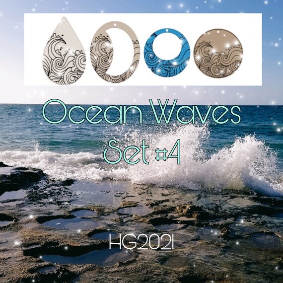 SVG Boho Ocean Waves Earrings Laser Glowforge File - Etsy