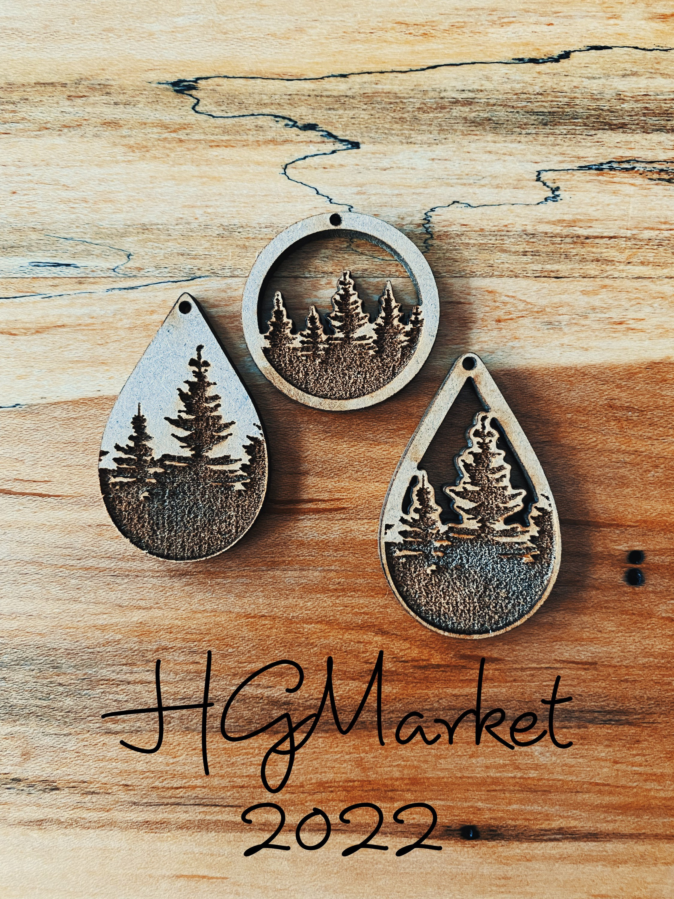 Tall Pines Forest Pattern Wood Earrings SVG Laser Glowforge - Etsy