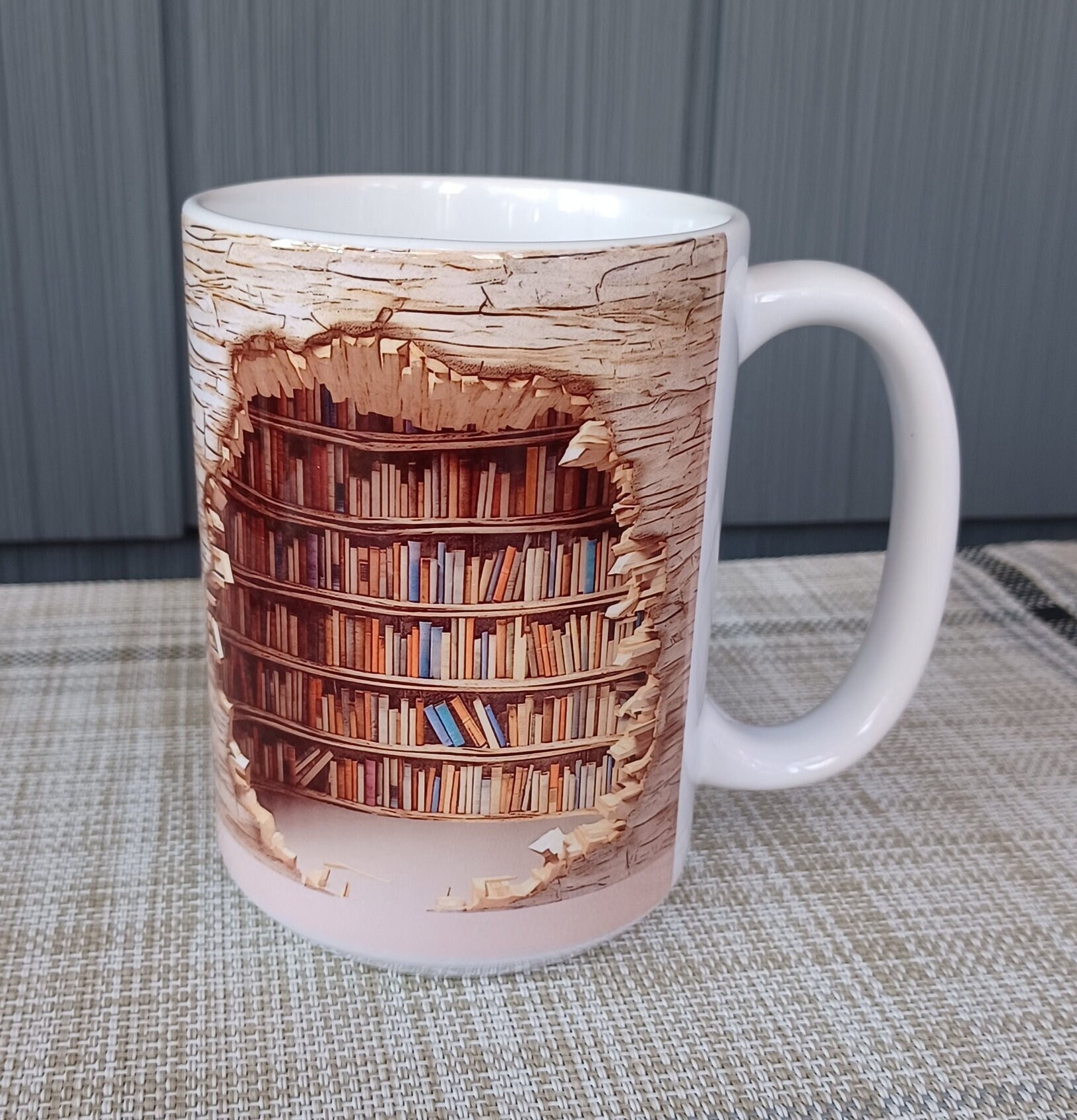3D Bookshelf Mug 15 Oz Coffee Mug 3D Library Book Book - Etsy