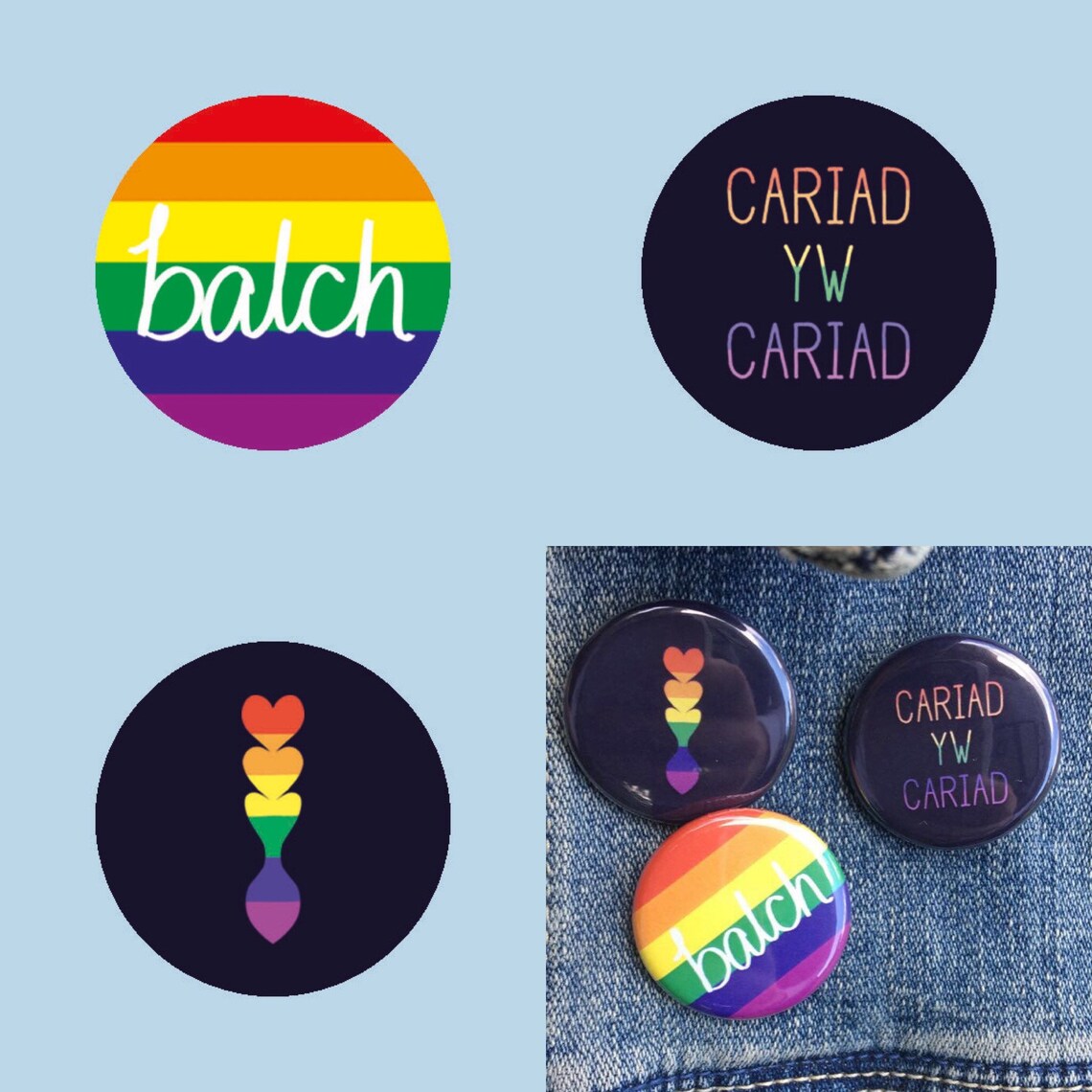 Bathodynnau Balch Cariad yw Cariad Cymraeg / Welsh Pride Badge | Etsy