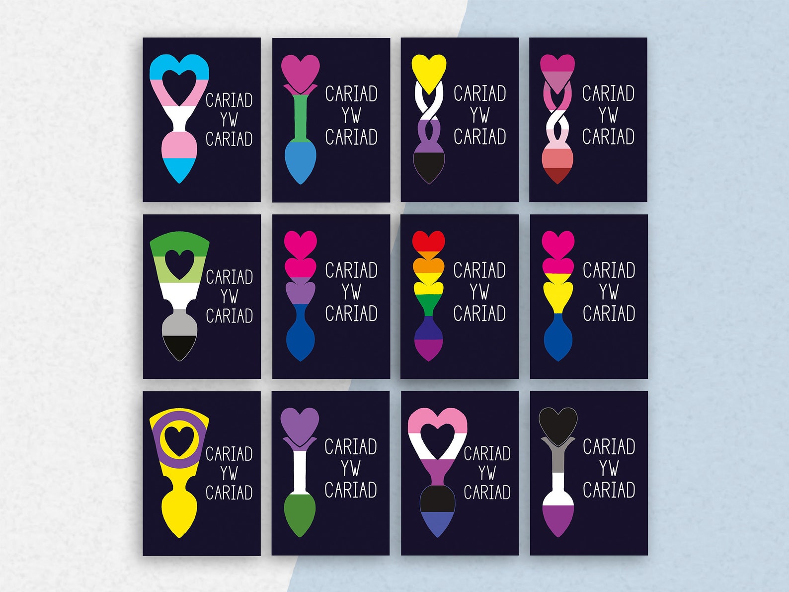 Carden Post Cymraeg Cariad Yw Cariad Llwy Gariad LGBTQ / Welsh Love is ...