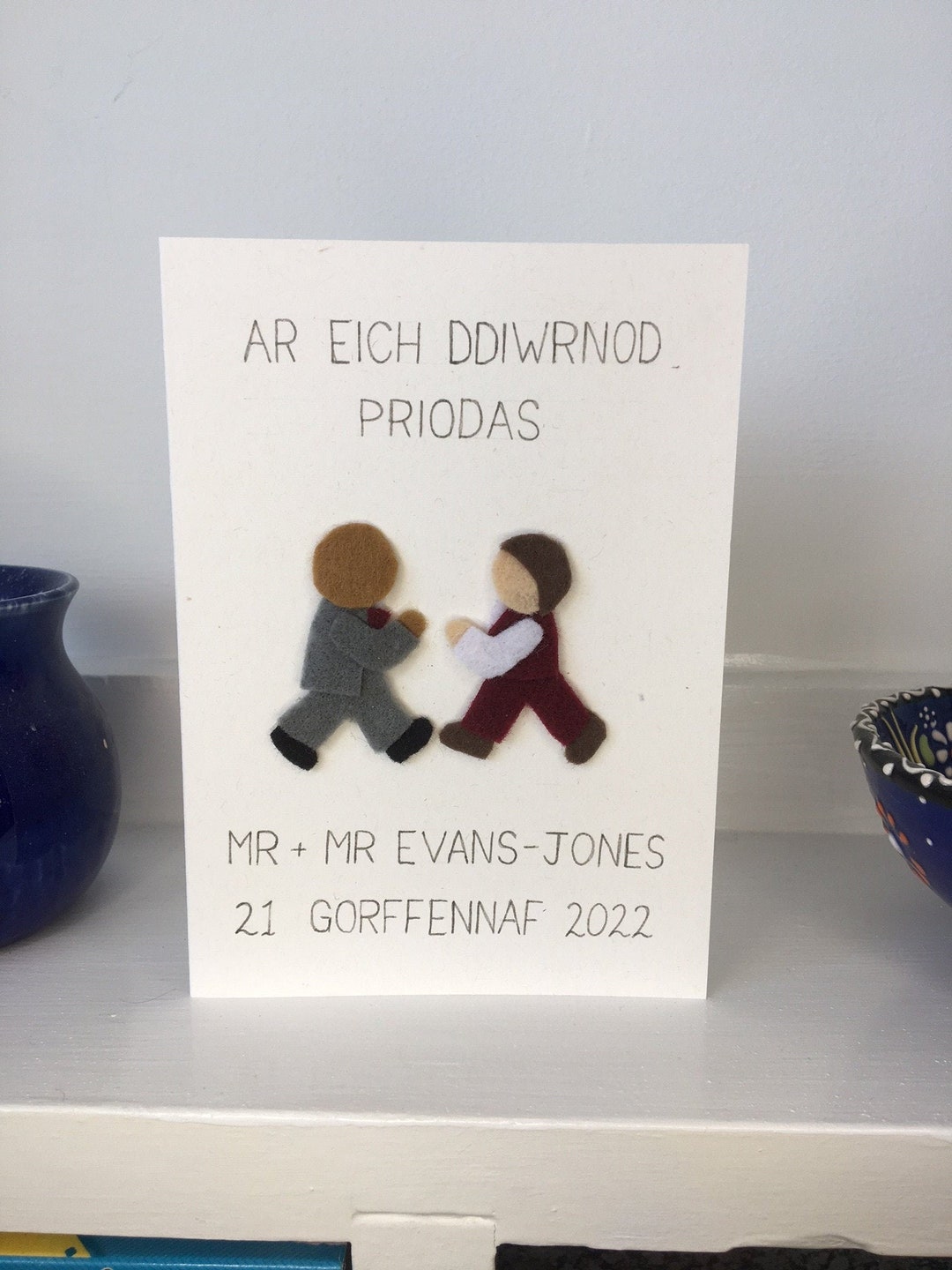 Carden Priodas Wedi'i Personoli Cymraeg/ Welsh Personalised Wedding ...