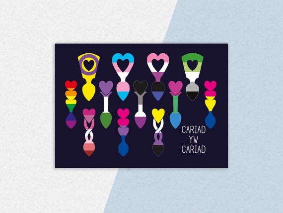 Carden Post Cariad Yw Cariad LGBTQ Llwyau Gariad / Welsh Love | Etsy