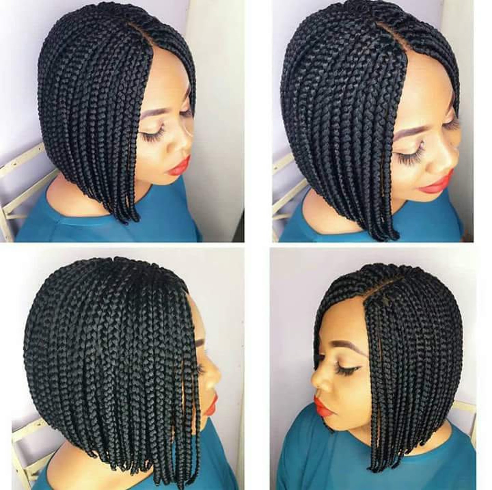 Bob Braid Wig, Short Braid Wig, Bob Marley Wig, Side Part Braid Wig ...