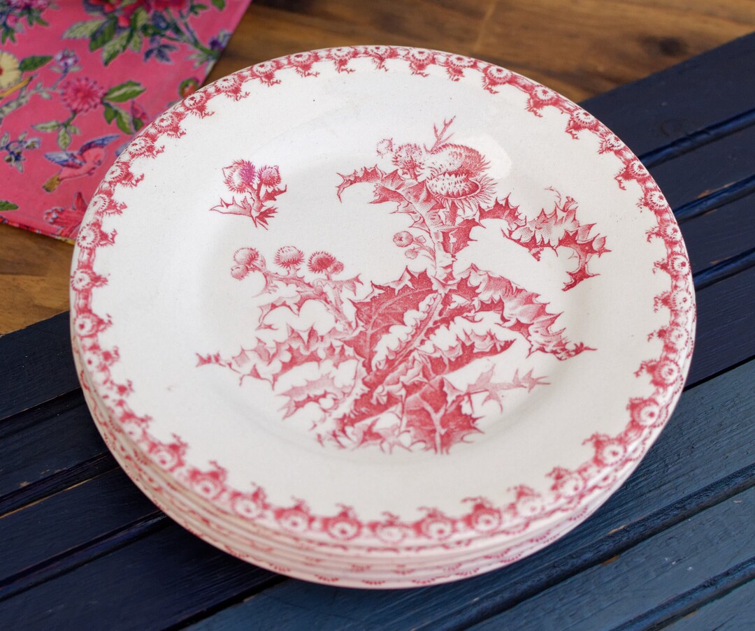 Late 1880s ~ French Vintage Antique Red TRANSFERWARE Ironstone Plate ...