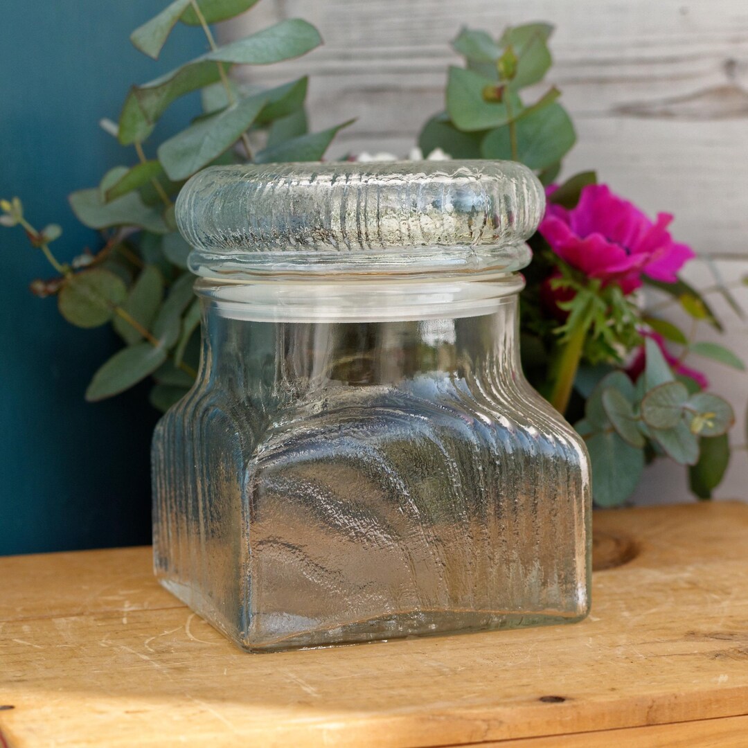 French Vintage Pressed Glassware Lidded Storage Jar ~ French Bocal With ...