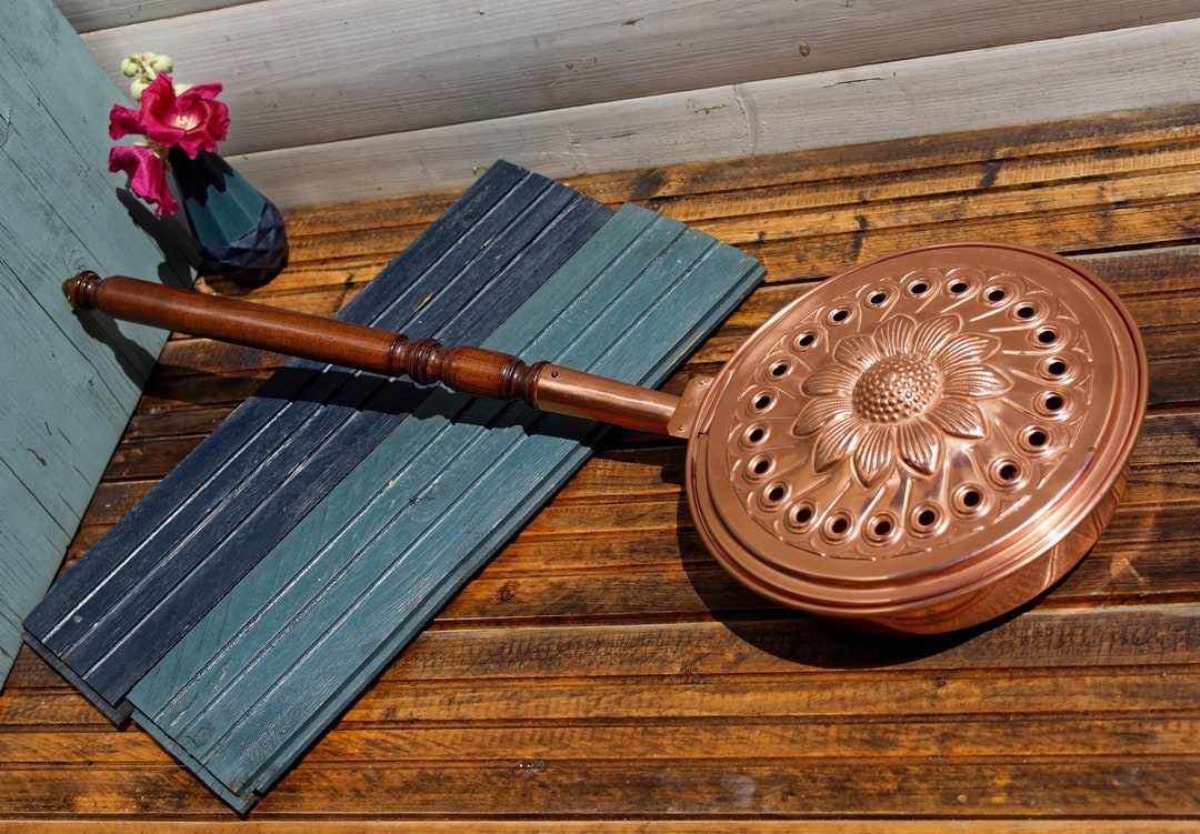 1960s ~ FRENCH Vintage Copper Bed Warmer ~ Bassinoire Chauffe Lit ~ L ...