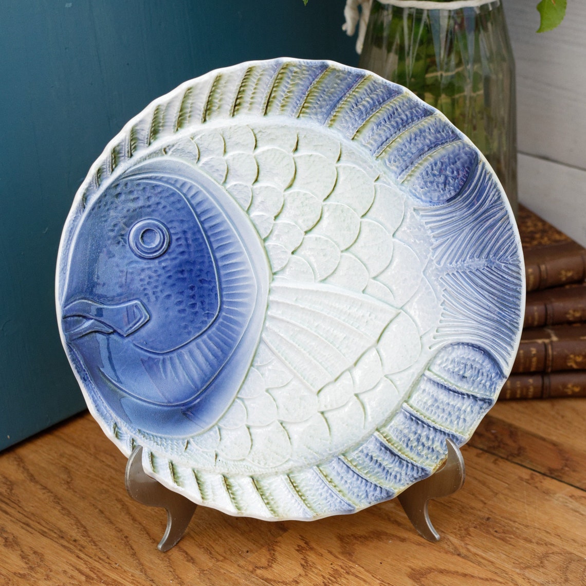 1950s ~ AR LR Sevres ~ French Vintage BARBOTINE Majolica Style Fish ...
