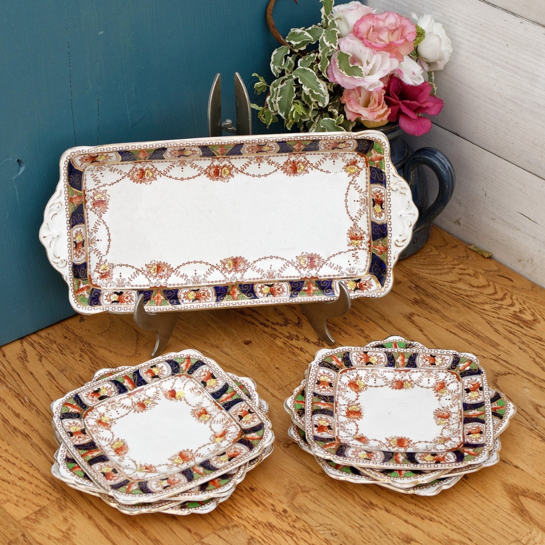 1930's ~ Burgess Bros London Carlisle Ware 883 Pattern Blue Imari Made ...