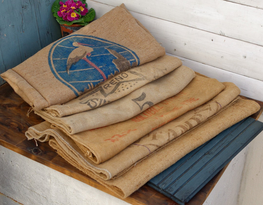 French Vintage Antique Rustic Farmers Jute Grain Sack 'potasse D'alsace ...