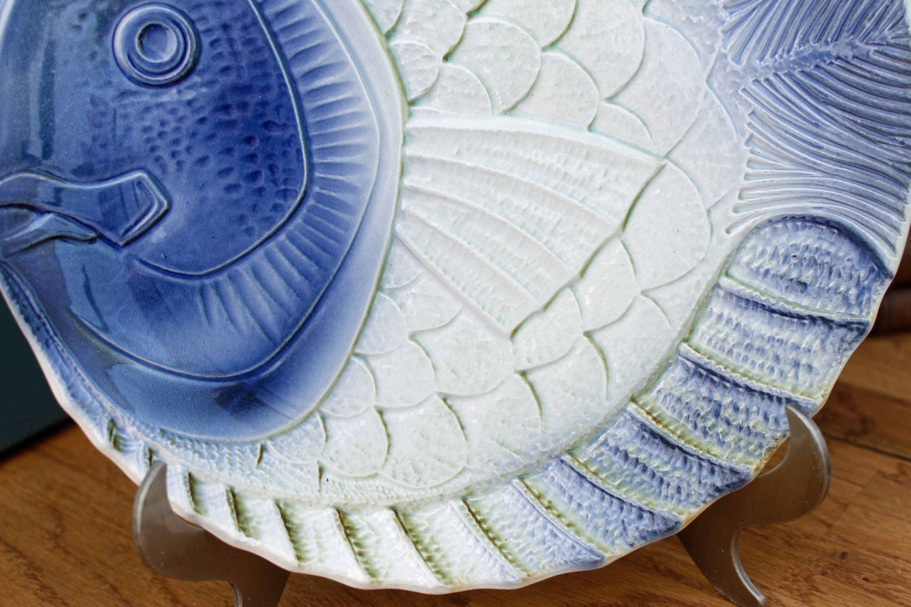 1950s ~ AR LR Sevres ~ French Vintage BARBOTINE Majolica Style Fish ...