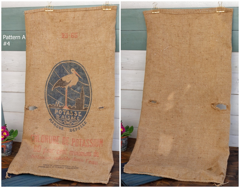French Vintage Antique Rustic Farmers Jute Grain Sack ~ 'potasse D ...