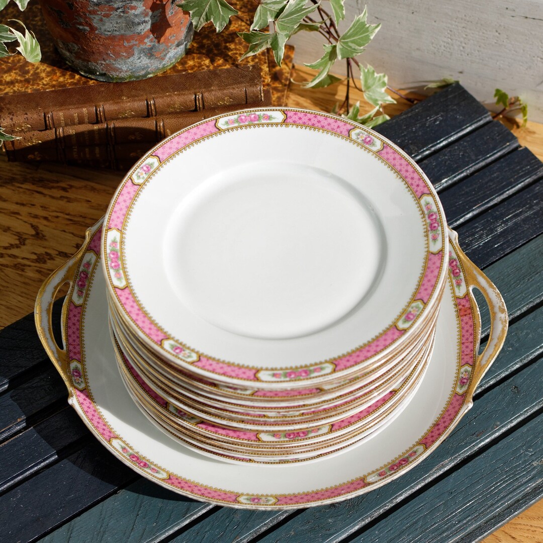 1900s ~ C&P LIMOGES France Cake Service ~ French Antique Fine Porcelain ...